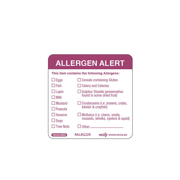 50X50mm Removable Allergen Label (500) | IG Group UK